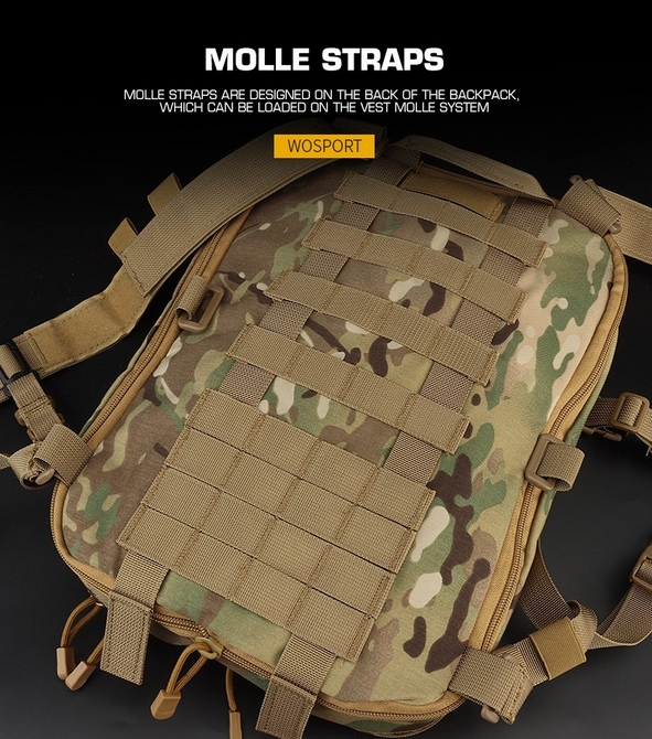WST MOLLE Tactical FLAT Backpack - Coyote Brown