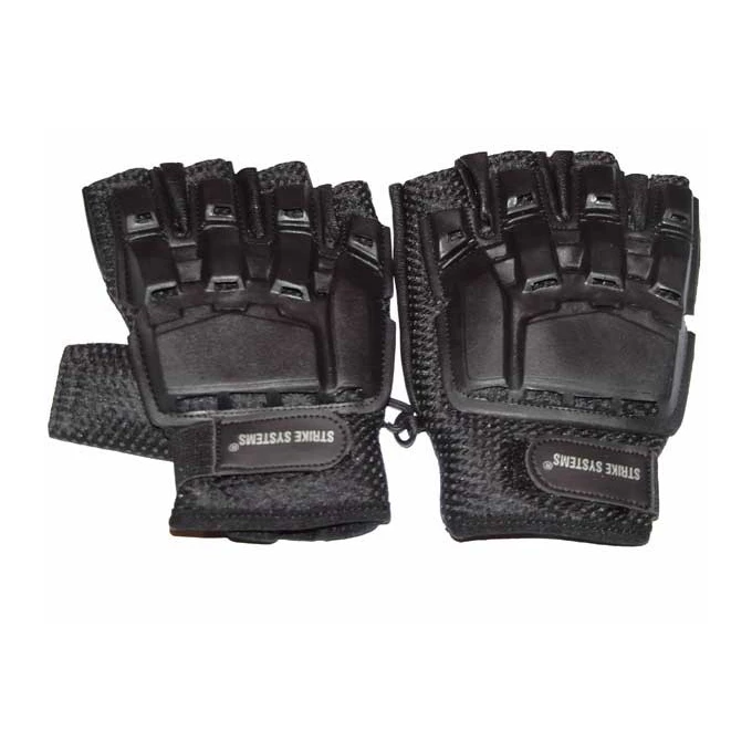 STRIKE Fingerless Gloves with Knuckle Protector - Black
