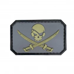 3D PVC PIRATE SKULL Airsoft Patch - Green