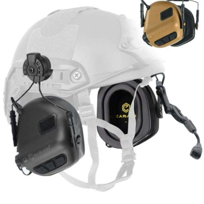 EARMOR M32H PLUS Electronic Tactical Headset, Helmet Mount - Coyote Br