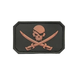 3D PVC PIRATE SKULL Airsoft Patch - Green