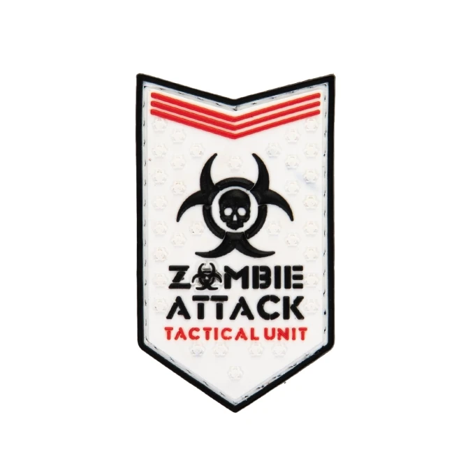 Plastové 3D patche - 3D PVC ZOMBIE ATTACK Airsoft Patch - Wh | ANAREUS